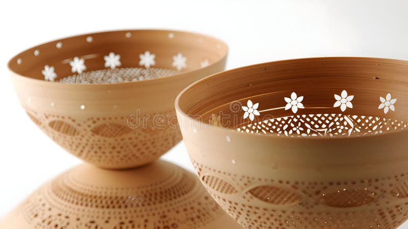Two Intricately Designed Ceramic Bowls Featuring Floral Patterns and ...
