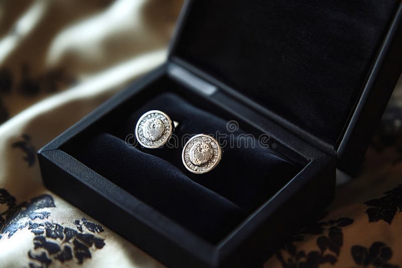 Elegant Cufflinks Resting in Box on Luxurious Fabric Stock Image ...