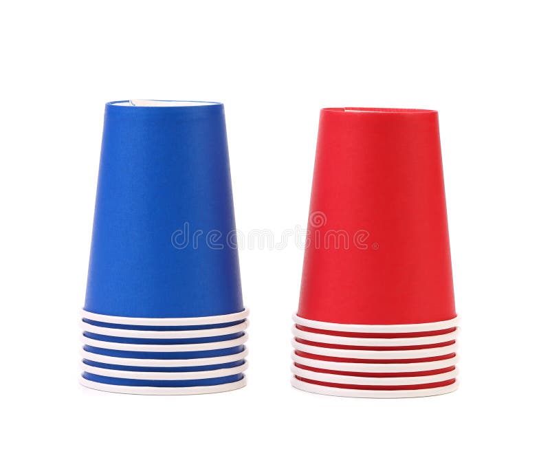 Two Inverted Stacks of Blue and Red Paper Cups Stock Image - Image of ...