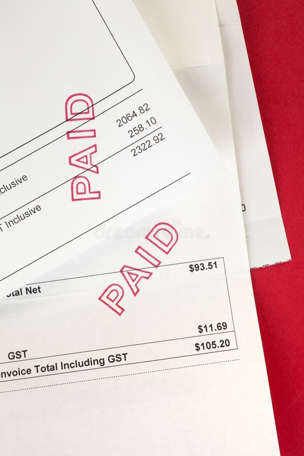 Paid Stamp on Invoice stock image. Image of invoice, payment - 25087149