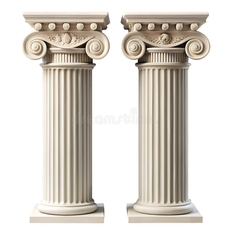 Two Ionic Columns Classic Architecture Design Elements Isolated on ...