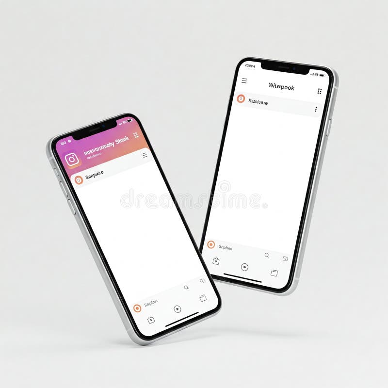 Floating IPhones White App Mockup (Generated with AI) Stock ...