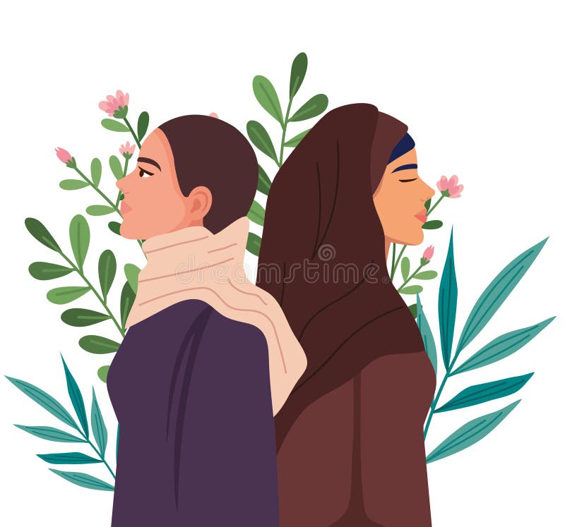 Two Iranian Women Characters Stock Vector - Illustration of islamic ...