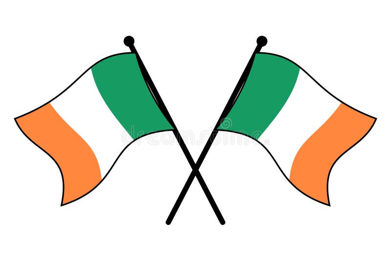 Two Irish Flags Crossed on Black Poles – Icon for Event, Logo, and ...