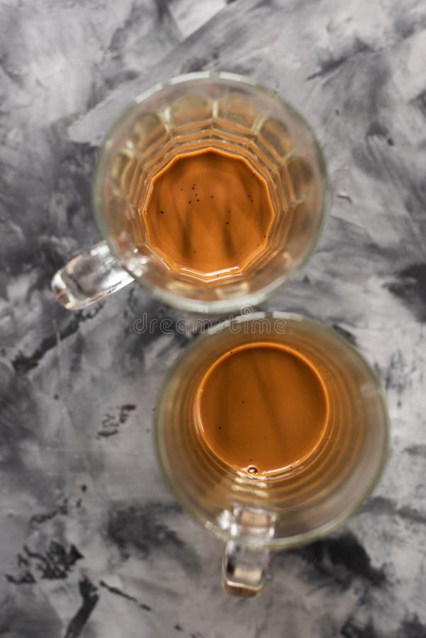 Two Irish Glass with Milk Coffee Stock Image - Image of tray, condensed ...