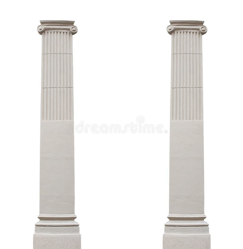 Two Isolated Architectural Columns on a White Background Stock Photo ...