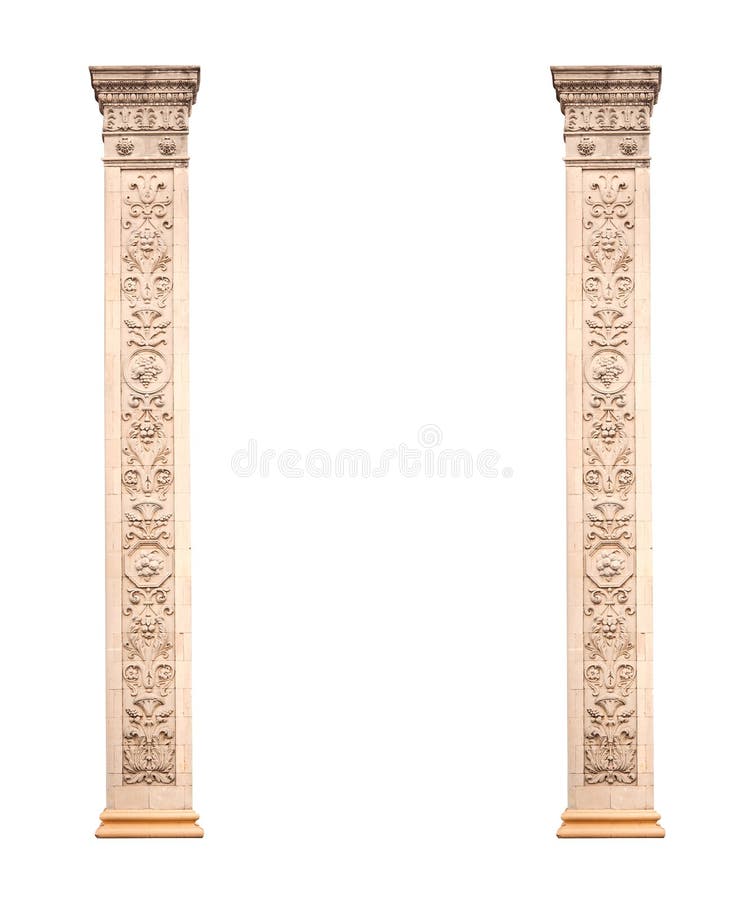 Two Isolated Architectural Columns on a White Background Stock Image ...