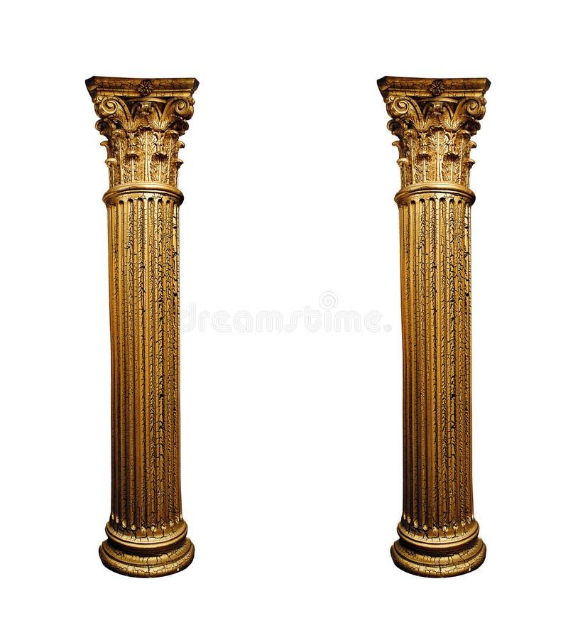 Two Isolated Architectural Columns on a White Background Stock Image ...