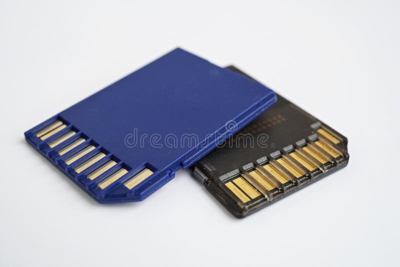 Two Isolated Plastic Blue and Black Compact Memory Card SD Card ...