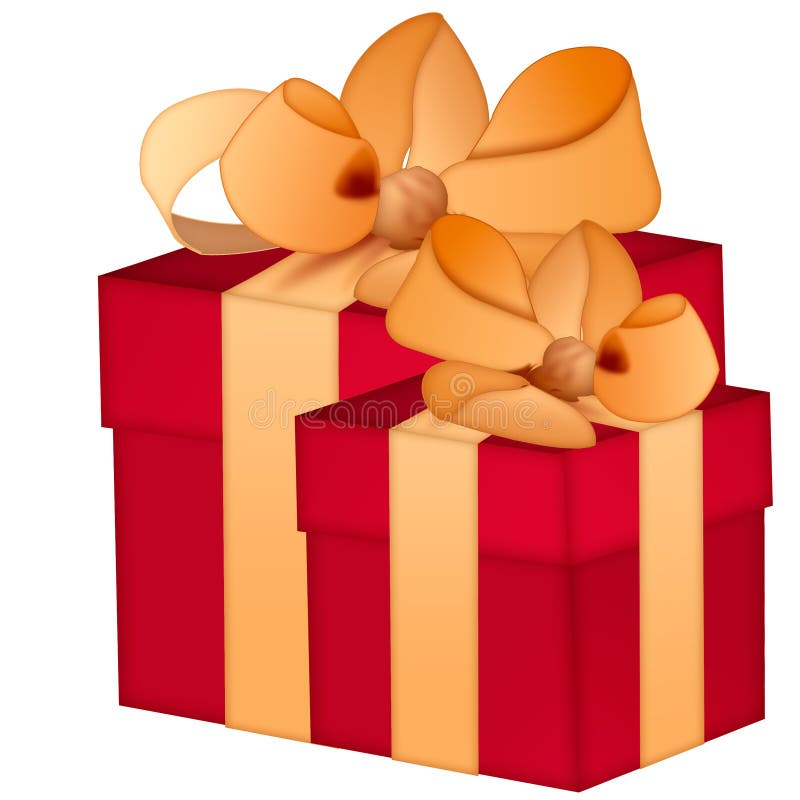 Two Isolated Red Gift Box with Yellow Ribbon Stock Illustration ...