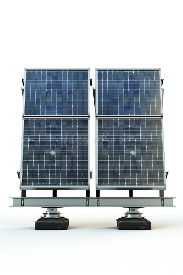 Two Isolated Solar Panels Standing in the Sunlight on White Background ...