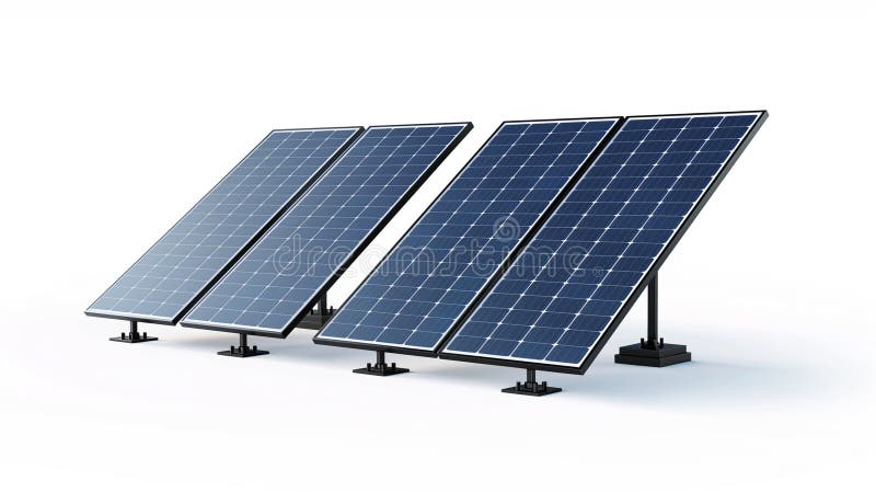 Two Isolated Solar Panels Standing in the Sunlight on White Background ...