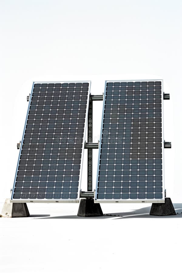 Two Isolated Solar Panels Standing in the Sunlight on White Background ...