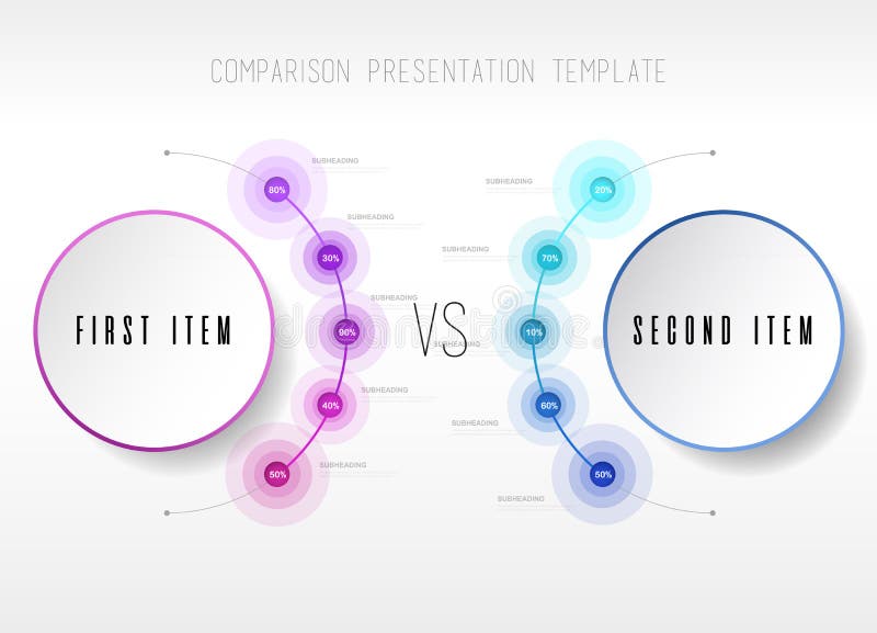 Two Items Comparison Vector Template With Circles. Stock Vector ...