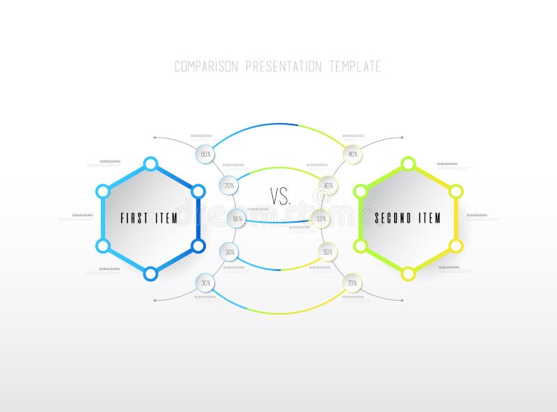 Two Items Comparison Vector Template with Hexagons Stock Vector ...