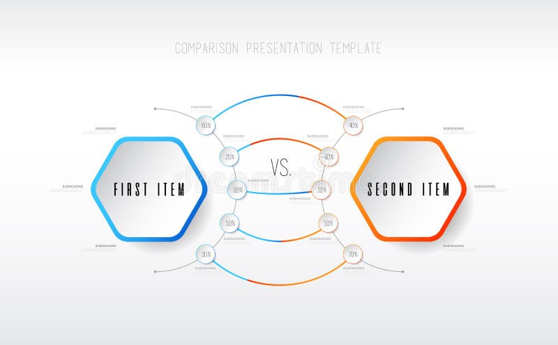 Two Items Comparison Vector Template with Hexagons Stock Vector ...