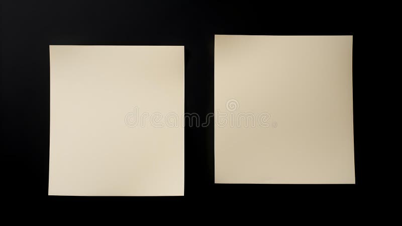 Two Ivory Square Paper Notes on a Black Background. Brainstorming ...