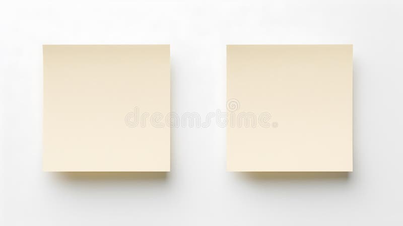 Two Ivory Square Paper Notes on a White Background. Brainstorming ...