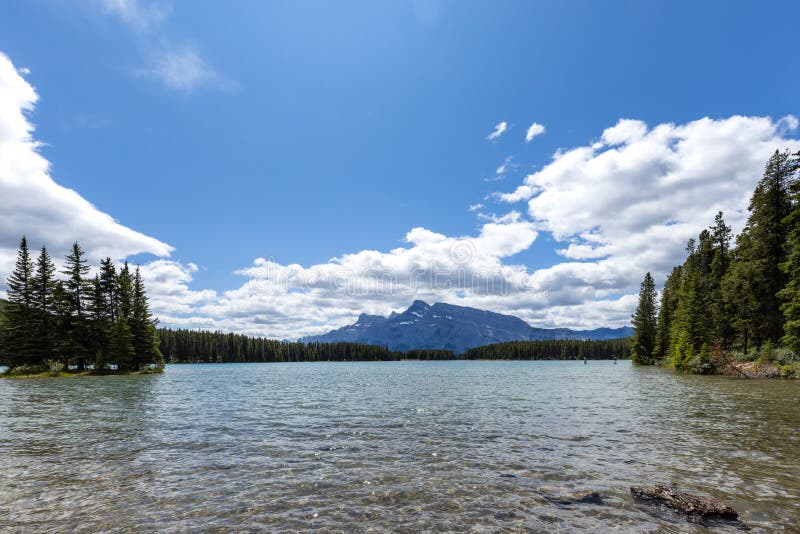 Two Jack Lake at Banff in Canada Stock Image - Image of landscape ...