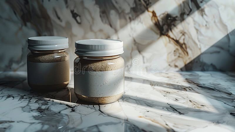 Two Jars of Cream on Marble Stock Illustration - Illustration of clean ...