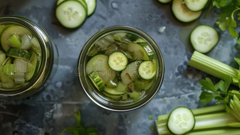 Two Jars Pickles Cucumbers Table Stock Image - Image of fresh, pickles ...