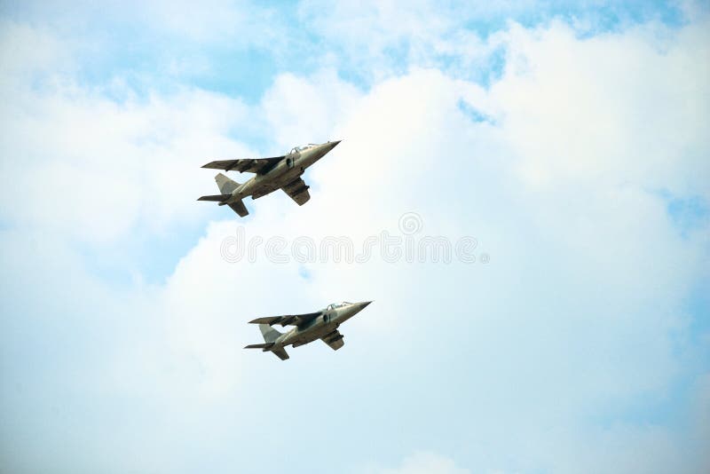 Two jet fighters on sky stock photo. Image of pilot - 104151282