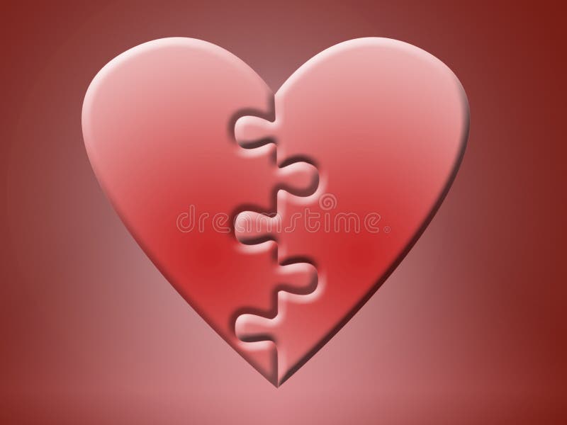 Two jigsaw heart halves stock illustration. Illustration of design ...