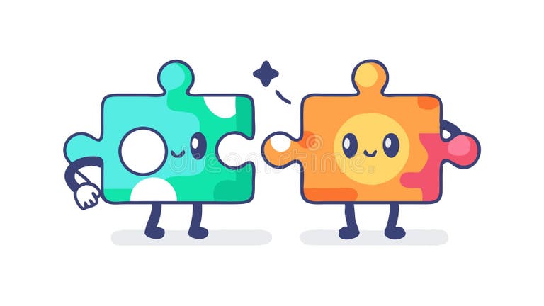 Two Jigsaw Puzzle Pieces, Teamwork Concept, Problem Solving ...