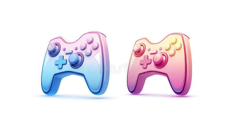 Two Joysticks for Game Console, Controllers Gamepad in Pink and Blue ...