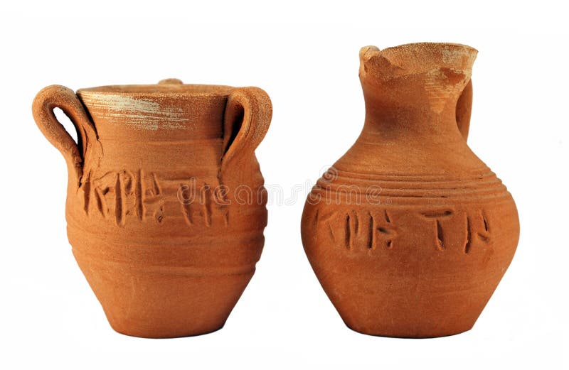 Two jugs stock photo. Image of clay, crete, hand, vessel - 22968598
