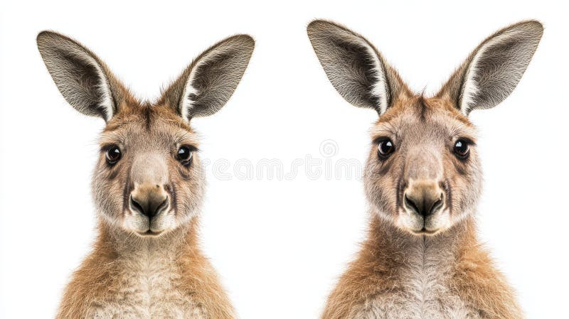 Two Kangaroos Facing Forward, Highlighting Unique Features and ...