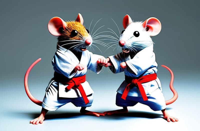 Two Karate Mice Training Together at 8-101-2024 Stock Illustration ...