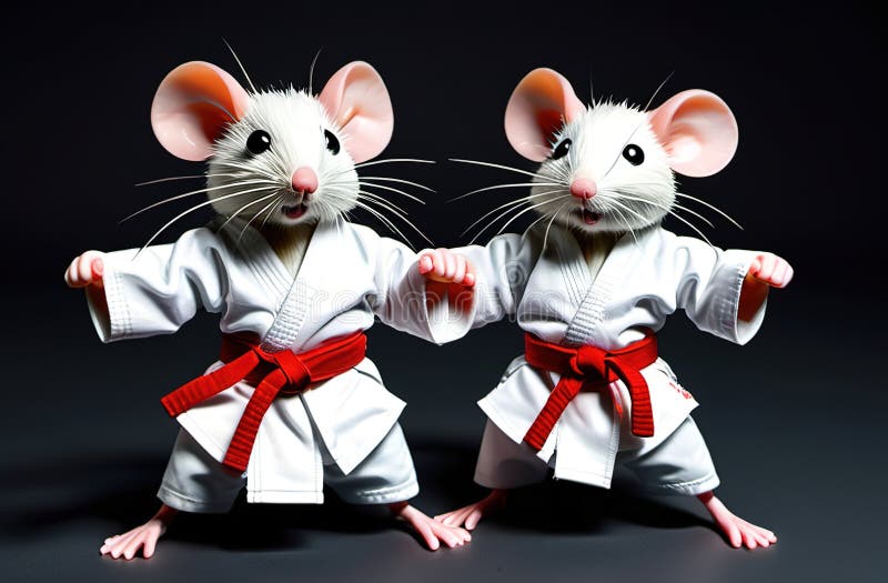 Two Karate Mice Training Together at 8-10-2024 Stock Illustration ...