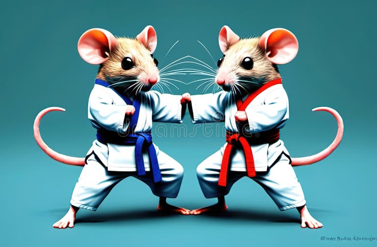 Two Karate Mice Training Together at 8-10-2024 Stock Illustration ...