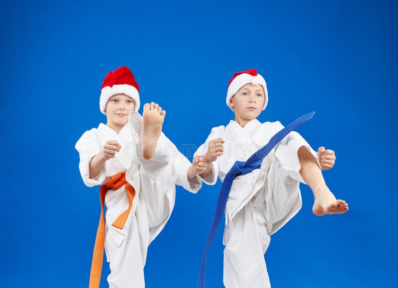 Two Karateka are Beating Kick Leg Stock Image - Image of belt, karate ...