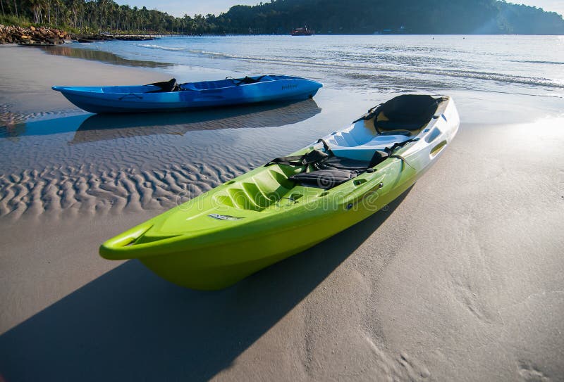 Two Kayaks, Boats on the Beach Stock Photo - Image of getaway, andaman ...