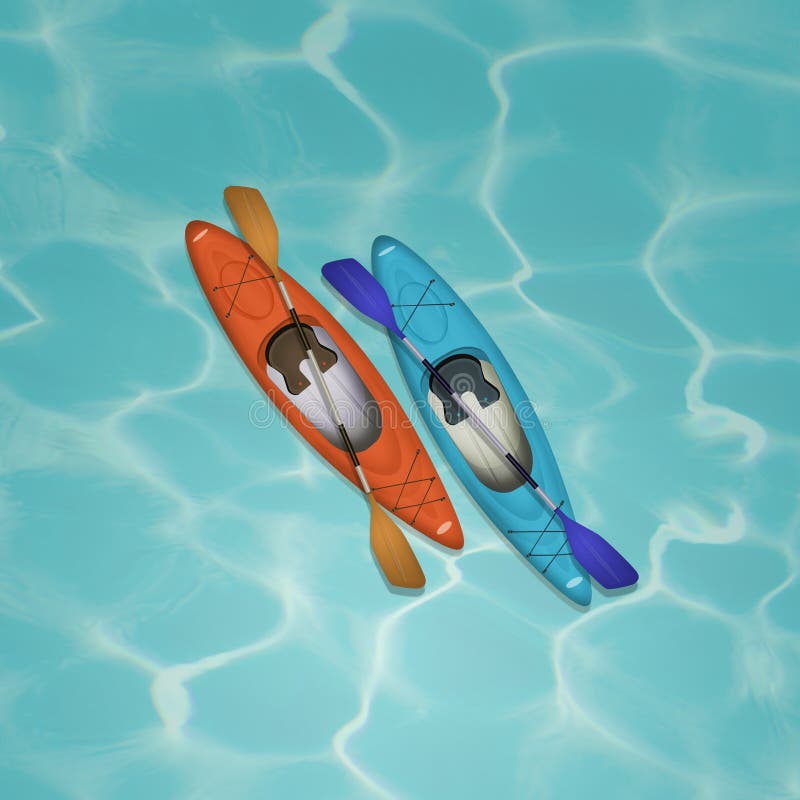 Two kayaks seen from above stock illustration. Illustration of active ...