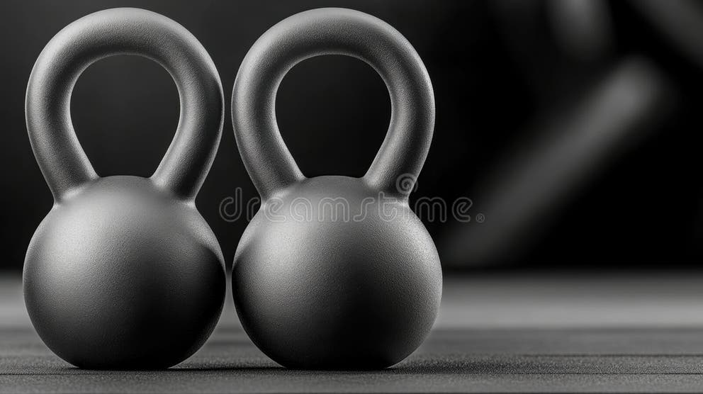 Two Kettlebells are Sitting on a Table in Front of Them, AI Stock Photo ...