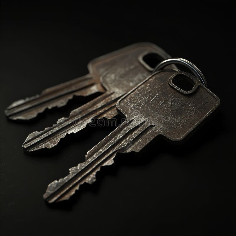Two Keys are on a Black Background Stock Illustration - Illustration of ...