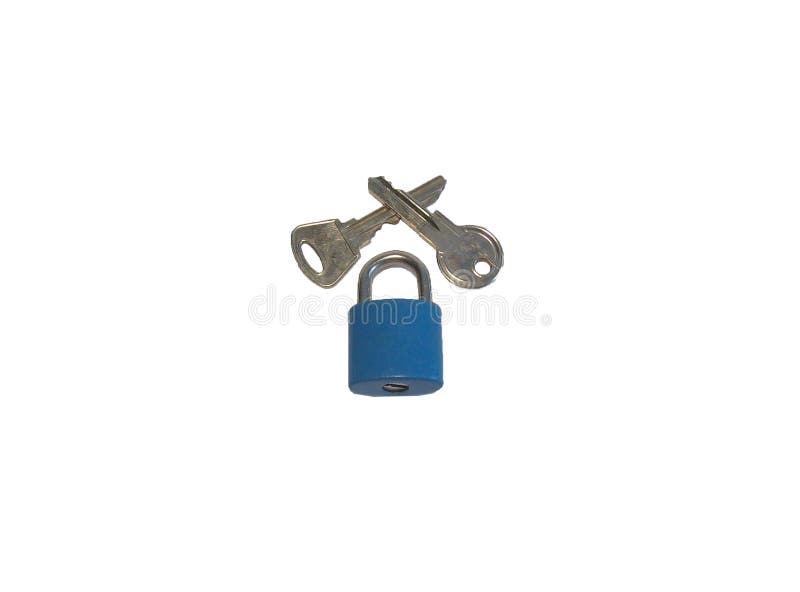 Two keys and a blue lock stock image. Image of path, ring - 94439535