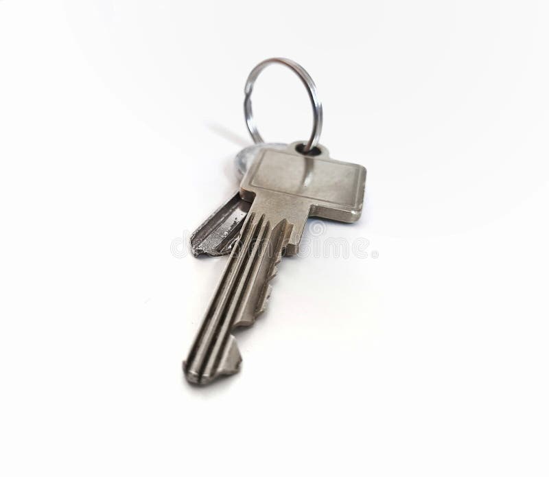 Two Keys with a Circle in Silver and Gold Colors on a White Background ...