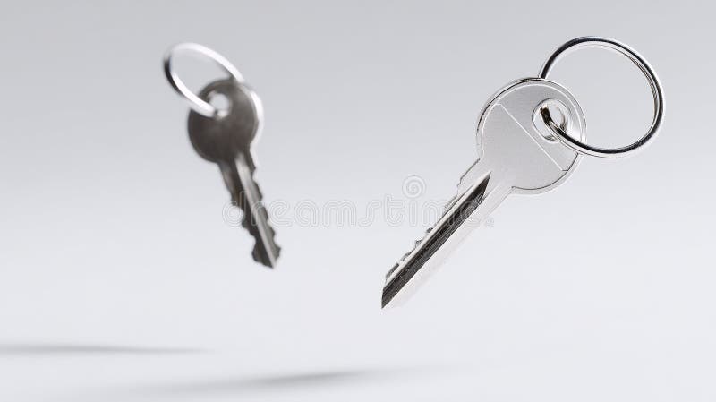Two Keys Floating in Mid-air Against a Plain Background. the Design ...