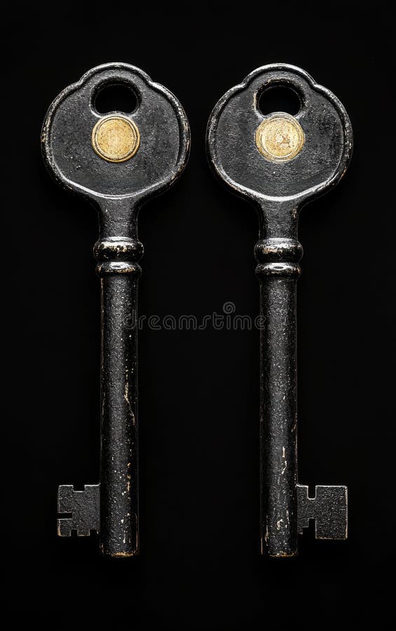Two Keys with a Gold Circle in the Middle Stock Photo - Image of ...