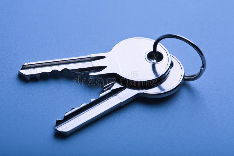 Two Silver Keys with Red House Figure Stock Image - Image of enter ...