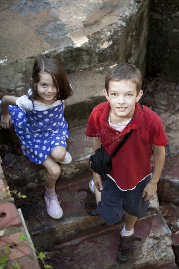 Two kids stock image. Image of stairs, person, look, caucasian - 11656247
