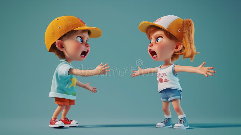 Two Kids are Arguing while Screaming Each Other Stock Illustration ...
