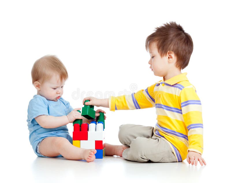 Two Kids Brothers Play Together Stock Image - Image of creativity ...
