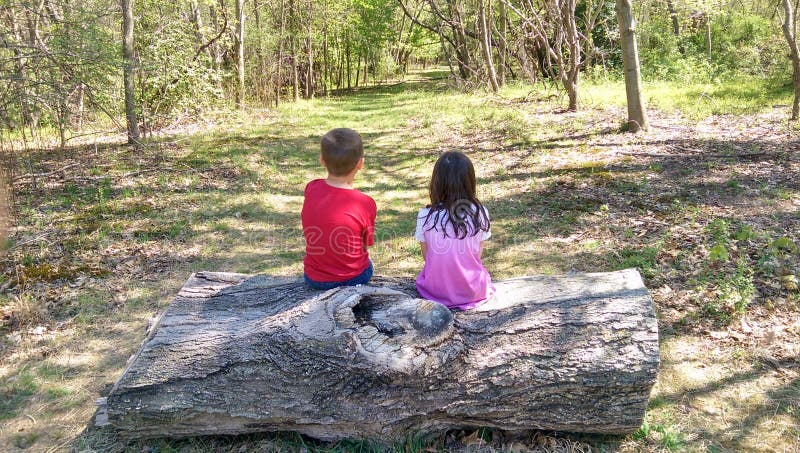 Two Kids Contemplating Life in the Forest Editorial Photography - Image ...