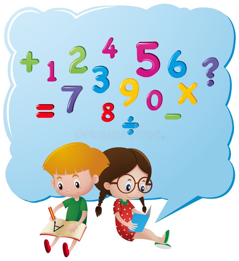 Two kids counting numbers stock vector. Illustration of young - 83787308