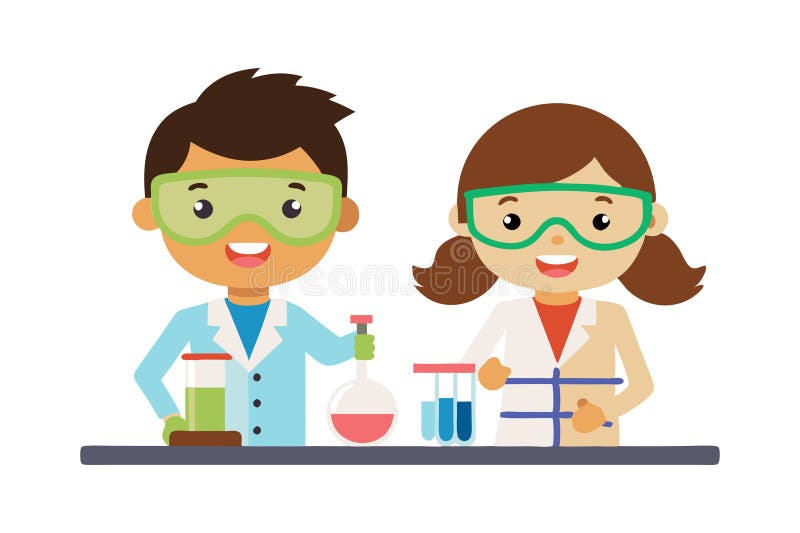 Two Kids Doing a Science Experiment with Test Tubes Stock Illustration ...